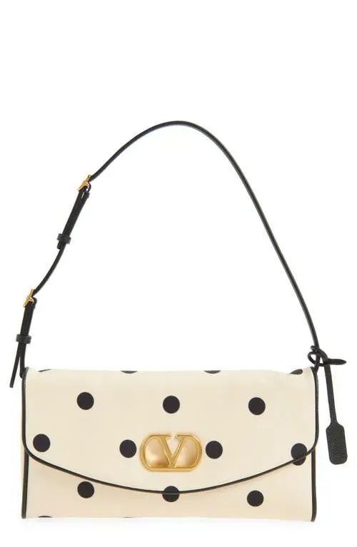 Valentino Garavani Devain Polka Dot Silk Clutch - Butter