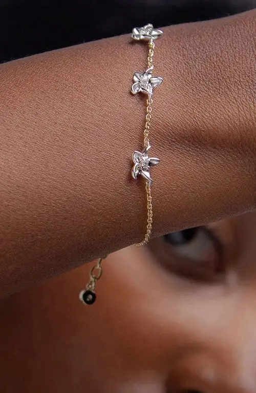 YOJ Luludi Flower Mix Metal Bracelet In Gold