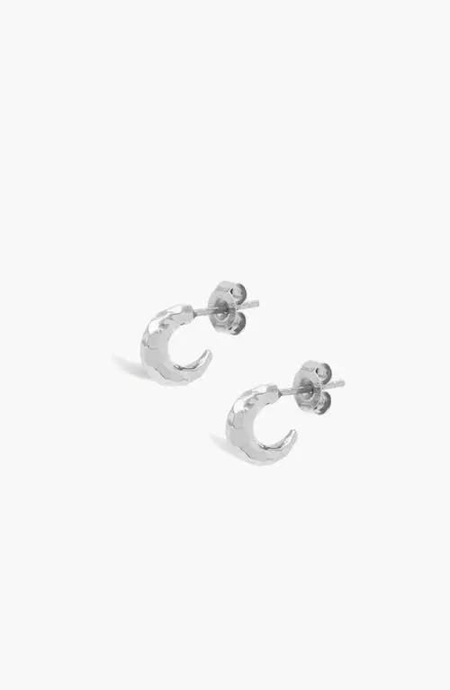 YOJ Mini Hammered Hoop Earrings - Silver