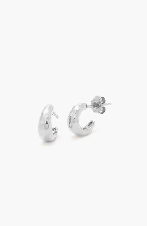YOJ Mini Hammered Hoop Earrings - Silver