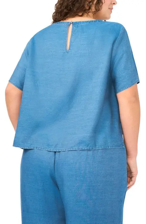 Vince Camuto Bead Detail Chambray Top