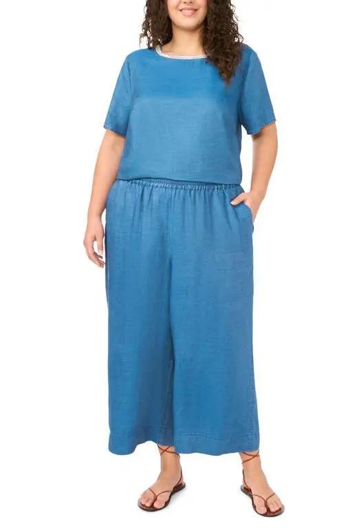 Vince Camuto Bead Detail Chambray Top
