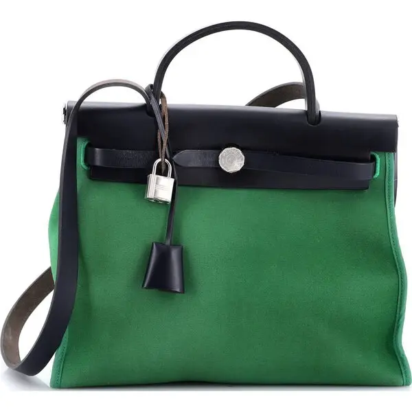 Hermès Herbag Zip Leather And Toile 31 - Green