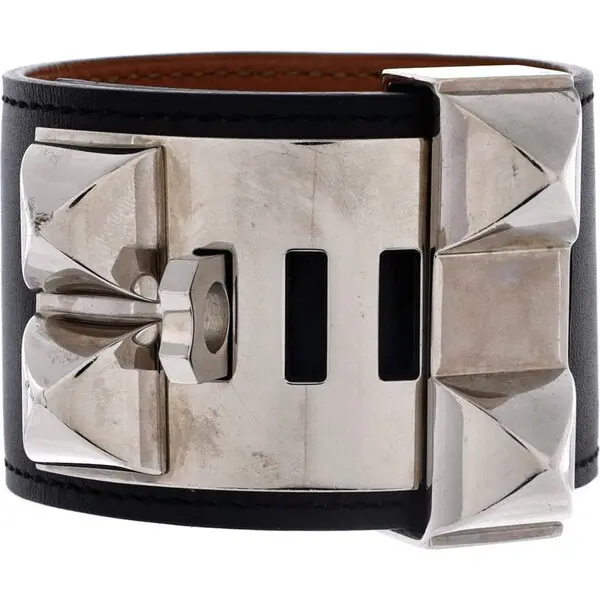 Hermès Collier De Chien Leather Bracelet - Black