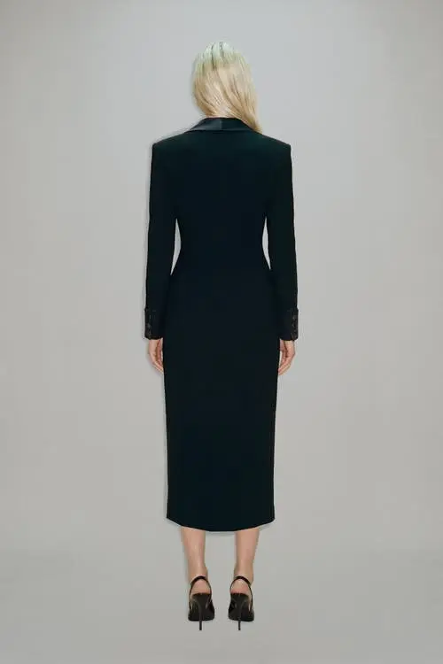 Atoir Asymmetric Midi Blazer Dress With Pearl Detailing - Black |  Editorialist
