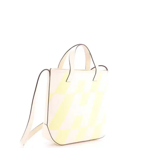 Hermès Cabas H En Biais Tote Canvas With Leather 27 - Yellow