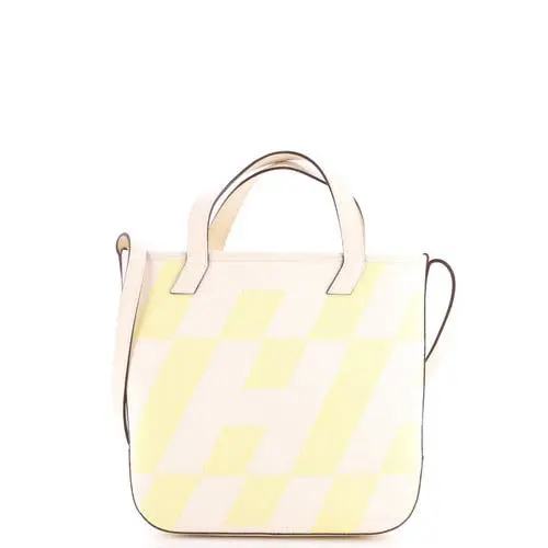 Hermès Cabas H En Biais Tote Canvas With Leather 27 - Yellow