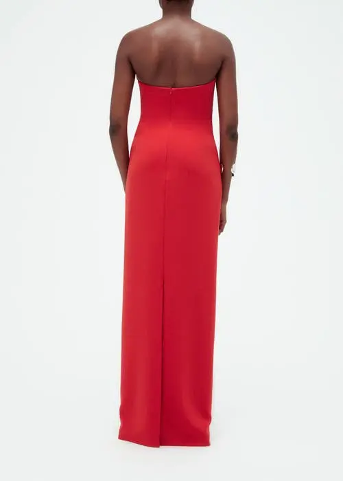 Amsale Stretch Crepe Column Gown - Persimmon