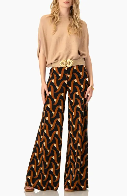 IVONNE Geometric Stretch Wide Pants