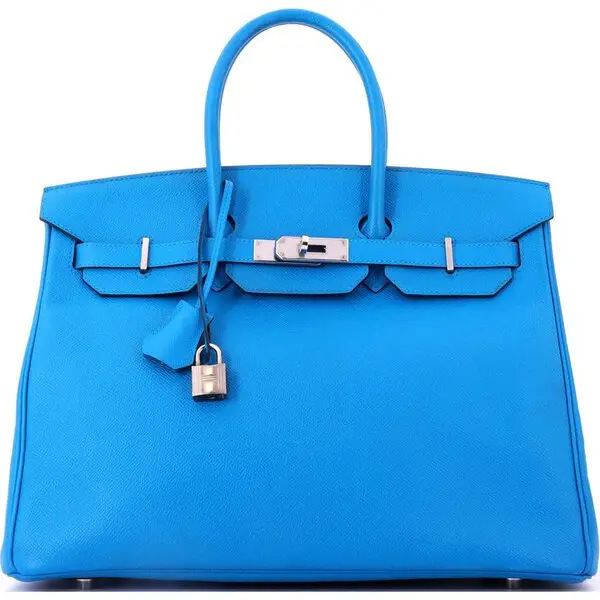 Hermès Birkin Handbag Blue Epsom With Palladium Hardware 35 - Bleu Zanzibar