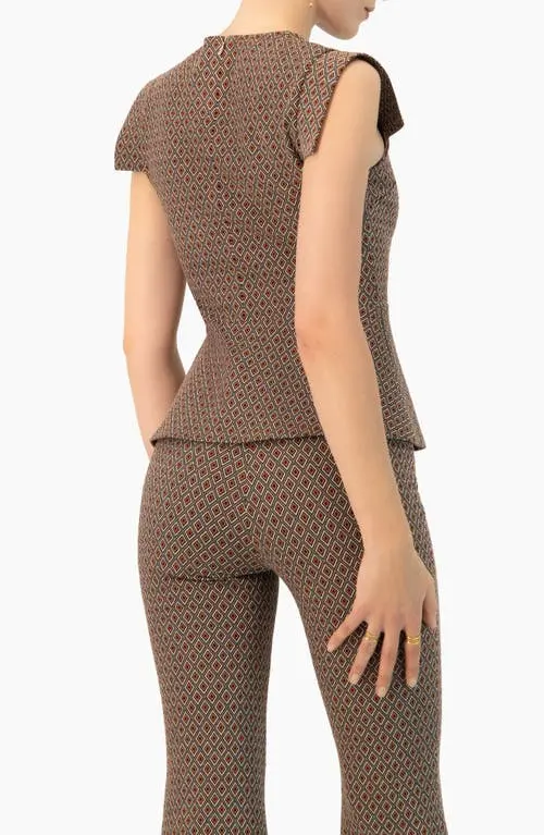 IVONNE Geometric Peplum Blouse