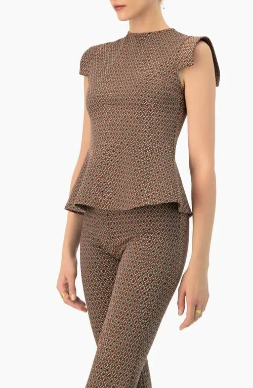 IVONNE Geometric Peplum Blouse