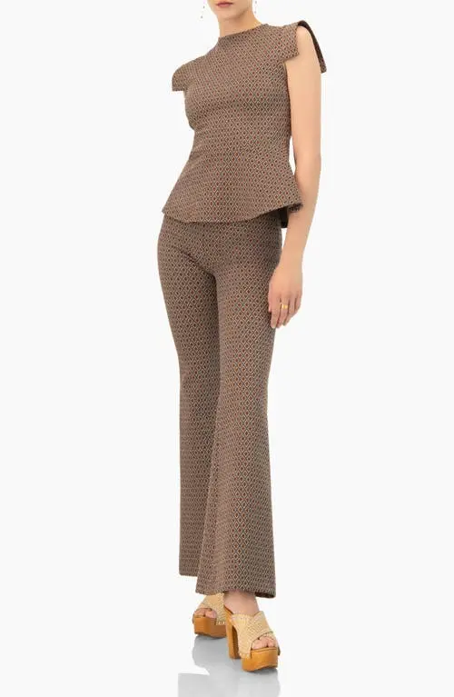 IVONNE Geometric Peplum Blouse
