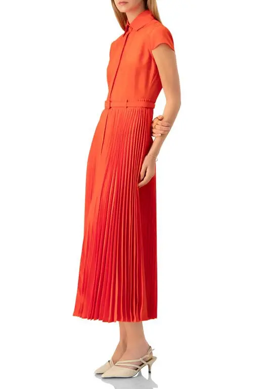 IVONNE Short Sleeve Pleated Maxi Dress