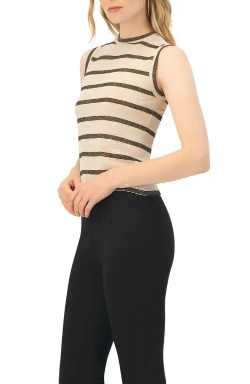 IVONNE Striped Round Neck Blouse