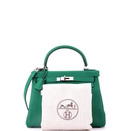 Hermès Kelly Handbag Togo With Palladium Hardware 28 - Green