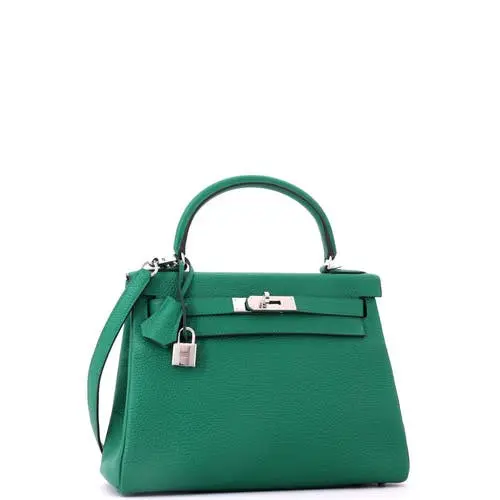 Hermès Kelly Handbag Green Togo With Palladium Hardware 28 - Vert Vertigo