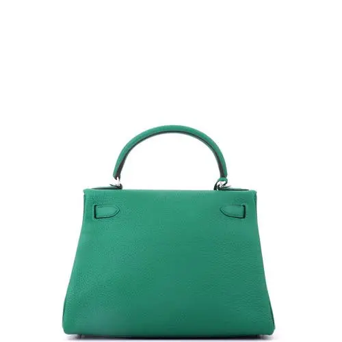Hermès Kelly Handbag Green Togo With Palladium Hardware 28 - Vert Vertigo