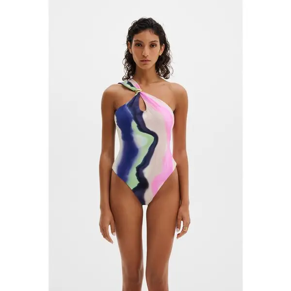 MALINA One-shoulder Swimsuit - Watercolour