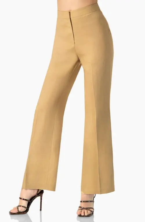 IVONNE Linen Straight Leg Wide Pants - Beige
