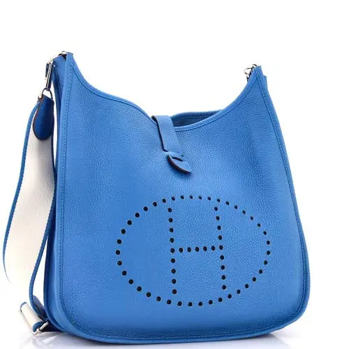 Hermès Evelyne Bag Gen Iii Clemence Gm - Blue