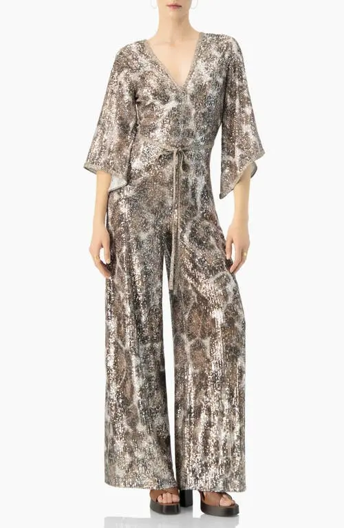 IVONNE Sequin Wide-leg Jumpsuit - Copper