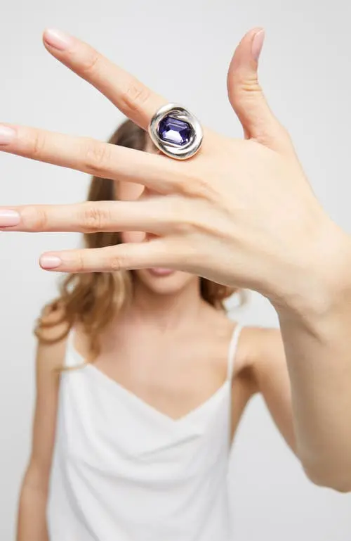 UNODE50 Sterling Silver-plated Ring With Crystal