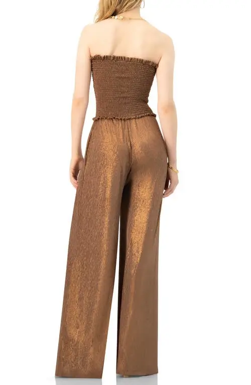 IVONNE Strapless Wide-leg Jumpsuit With Smocked Detailing