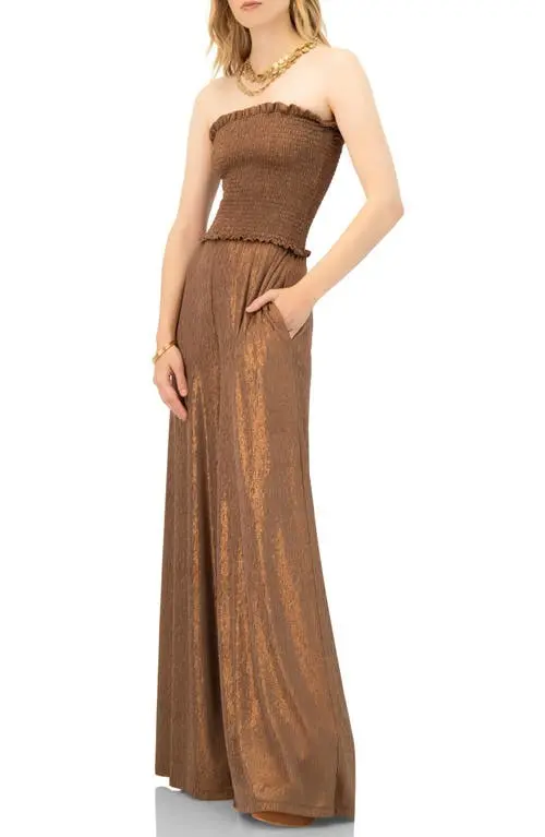 IVONNE Strapless Wide-leg Jumpsuit With Smocked Detailing