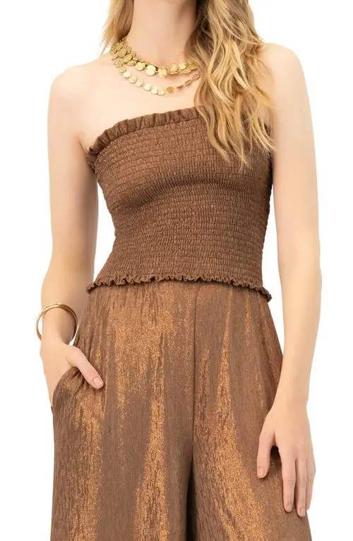 IVONNE Strapless Wide-leg Jumpsuit With Smocked Detailing