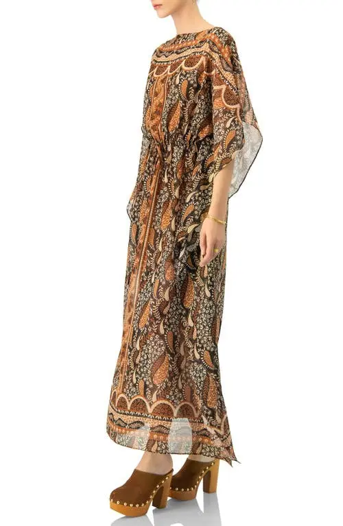 IVONNE Long Batwing Sleeve Paisley Dress