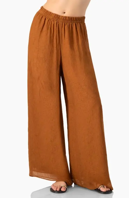 IVONNE Airy Wide-leg Elastic Waist Pants - Brown