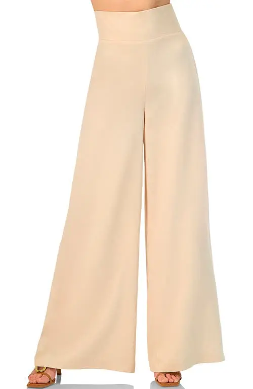 IVONNE Wide-leg Super Soft Pants With Broad Waistband - Sand