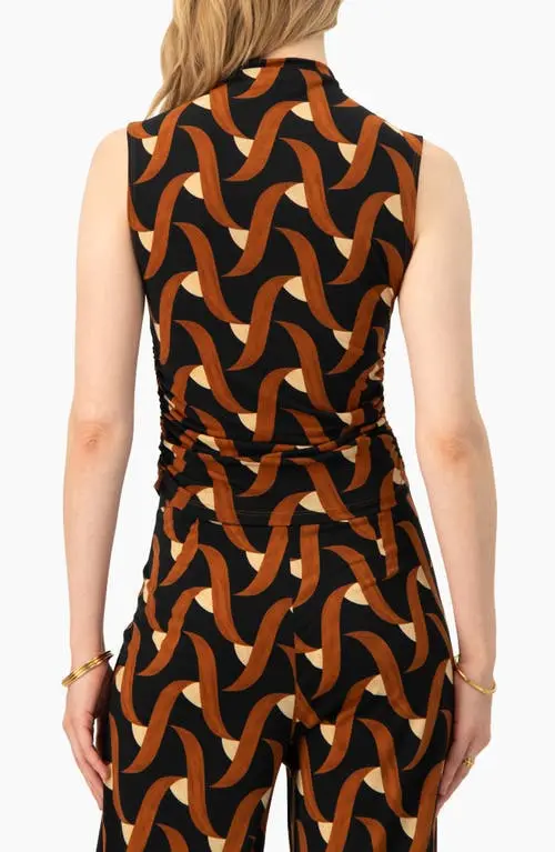 IVONNE Patterned Ruched High Neck Blouse