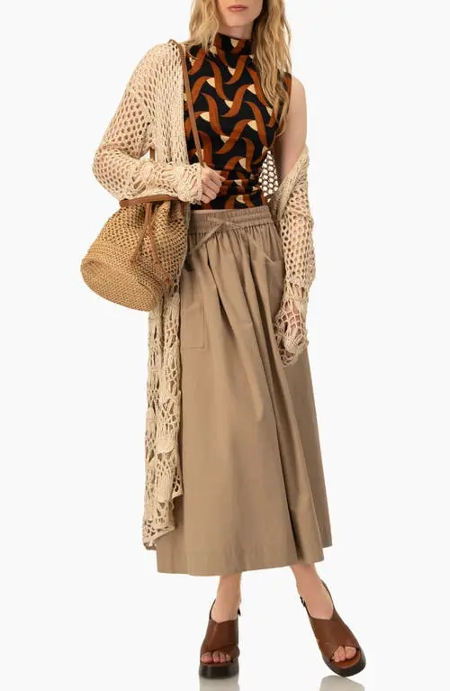 IVONNE Patterned Ruched High Neck Blouse