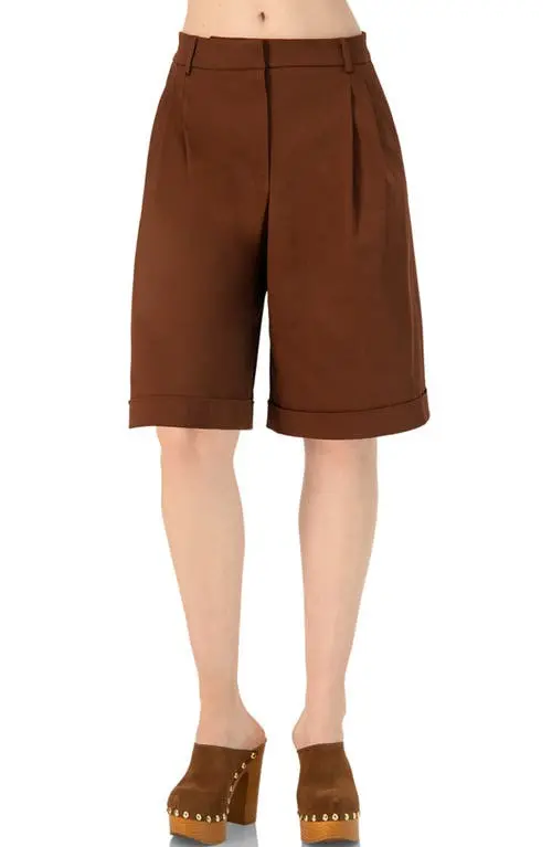 IVONNE Tailored Bermuda Shorts With Pockets - Brown