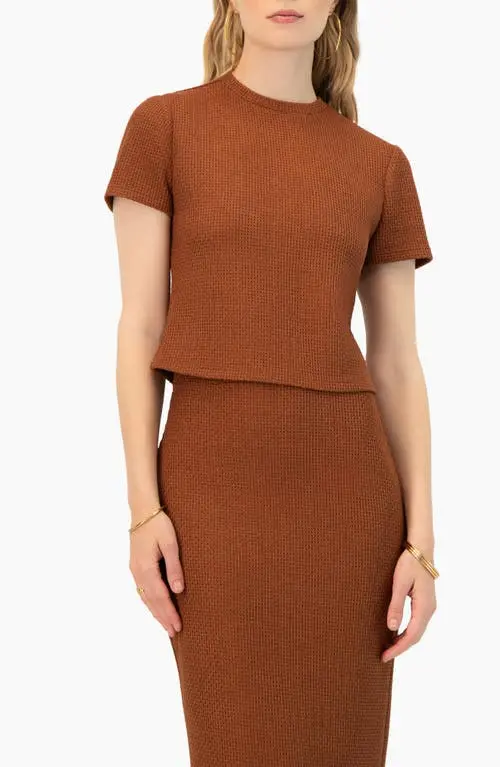 IVONNE Textured Knit Short Sleeve Top