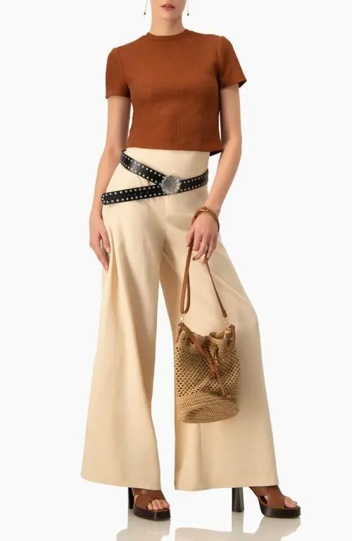 IVONNE Textured Knit Short Sleeve Top