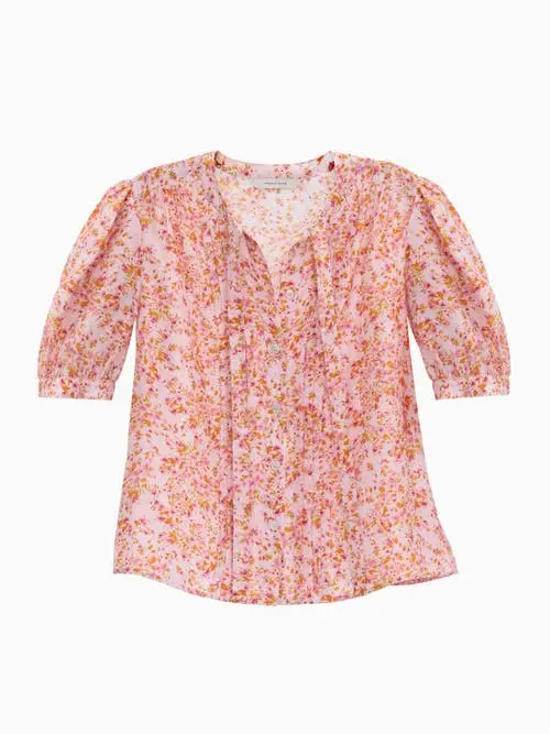 Rebecca Taylor Bellamy Silk Blouse - Pale Pink Multi