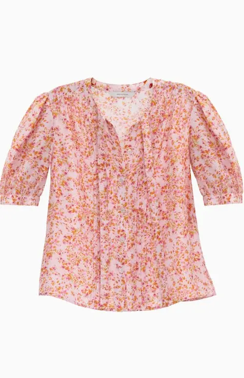 Rebecca Taylor Bellamy Silk Blouse - Pale Pink Multi