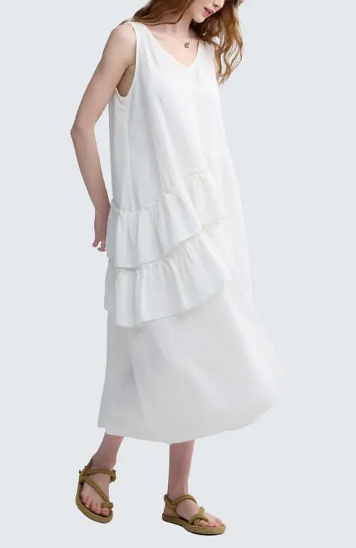 LUUKAA Muslin Tiered Midi Dress
