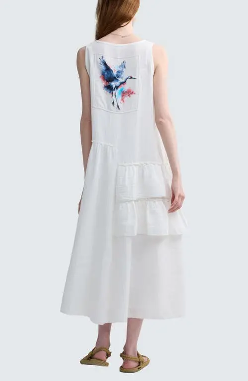 LUUKAA Muslin Tiered Midi Dress