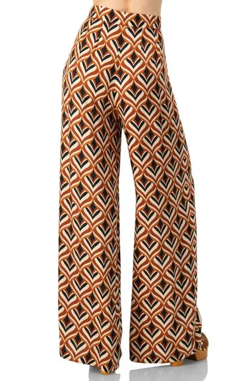 IVONNE Geometric Printed Wide-leg Pants