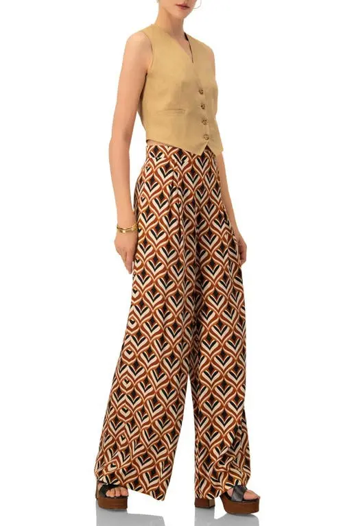 IVONNE Geometric Printed Wide-leg Pants