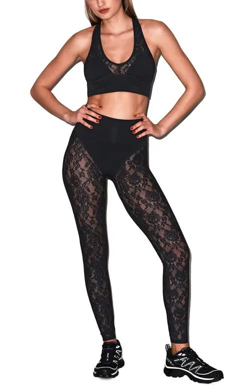 FLEUR DU MAL Le Stretch Lace Legging - Black