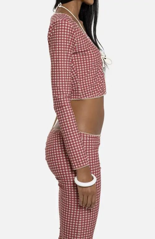 JADED LONDON Gingham Tie-front Crop Cardigan