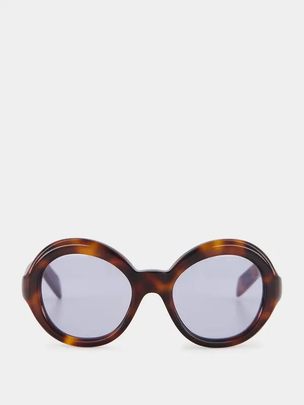 Prada Acetate Tortoiseshell Round Frame Sunglasses - Brown