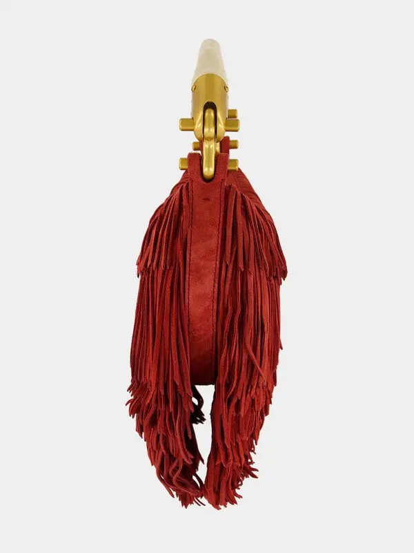 Balmain Bène Fringe Suede Mini Handbag - Red