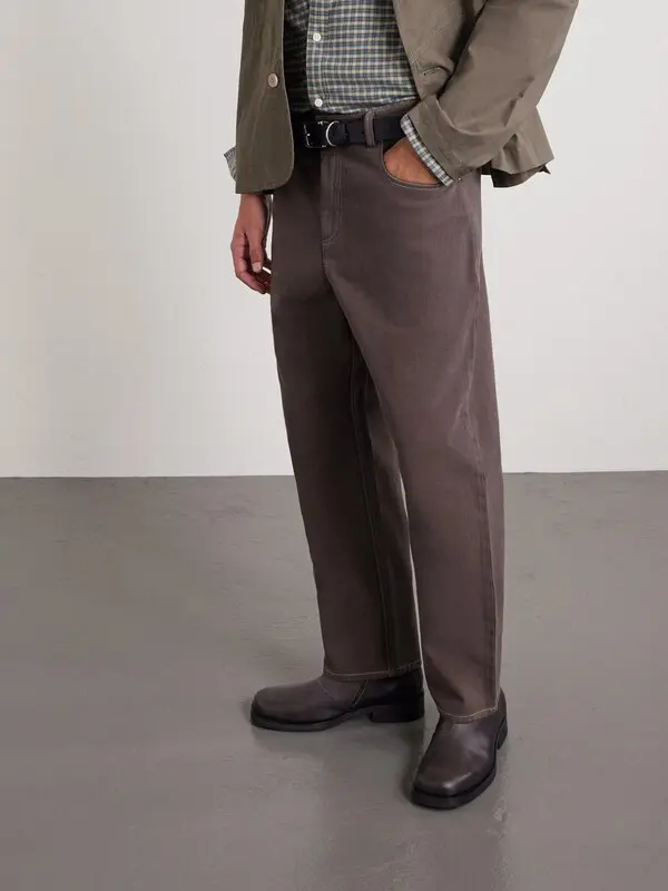 Folk Barrel-leg Jeans - Brown