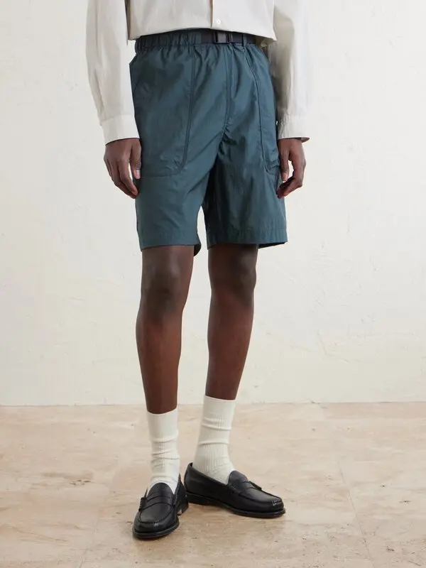 ATON Wide-leg Belted Shell Shorts